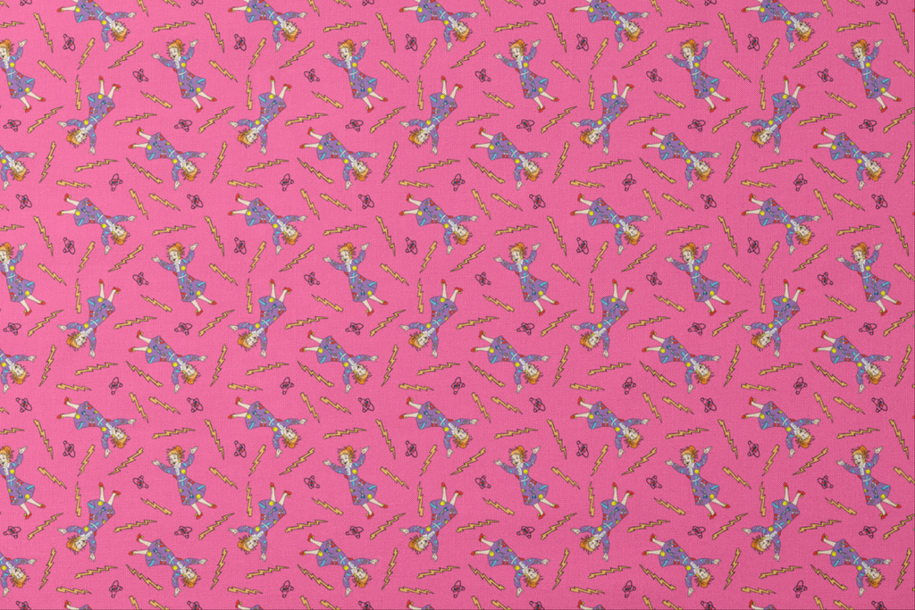 The Magic School Bus Ms. Frizzle Toss on Pink | Cotton Fabric by the ...