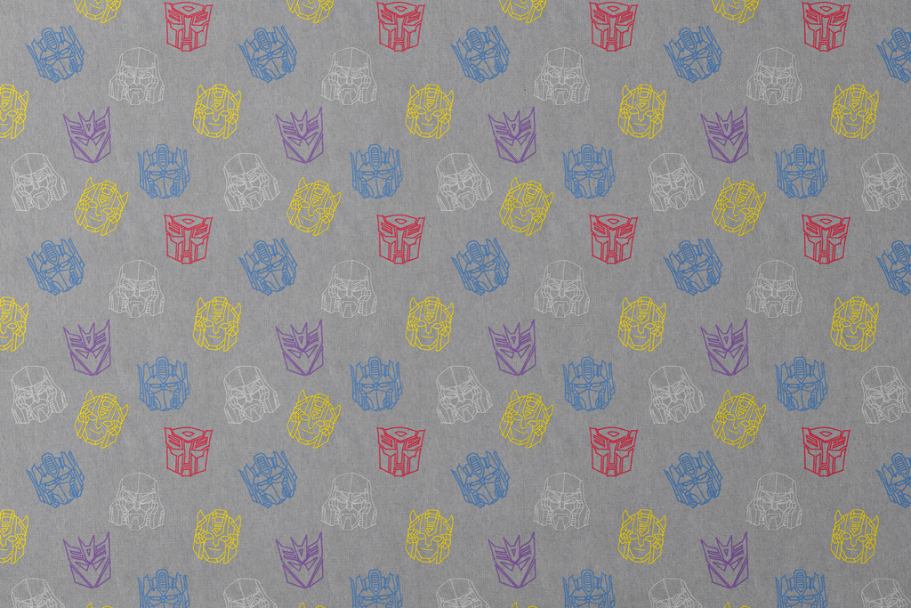 Hasbro Transformers Robot Icons on Gray | Fabric by the Yard
