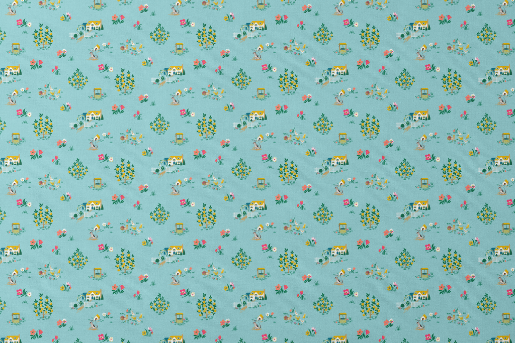 Countryside Sketch - Blue Farm | Fabric by the Yard