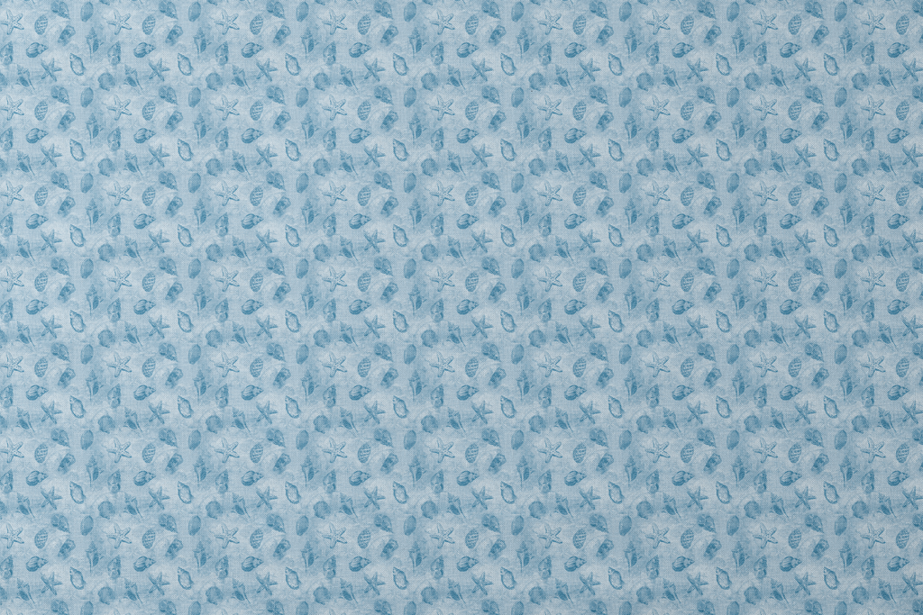 Shells and Starfish on Blue | Fabric by the Yard