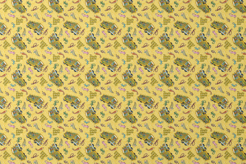 The Magic School Bus Prehistoric Toss on Yellow | Cotton Fabric by the ...