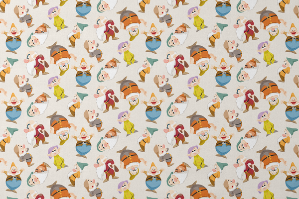 Disney Snow White Seven Helpers on Cream | Fabric by the Yard