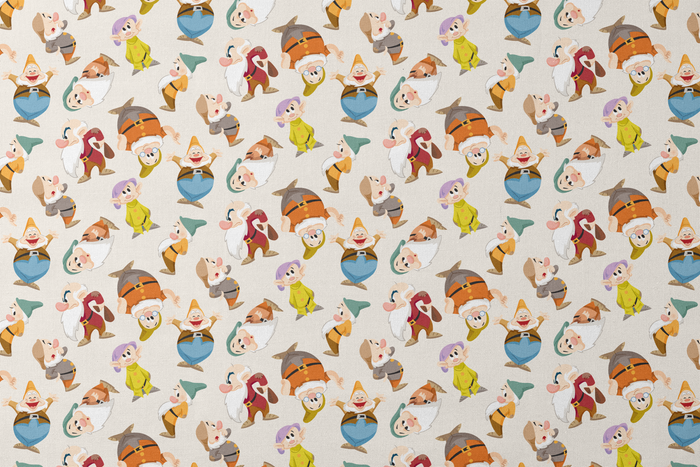 Disney Snow White Seven Helpers on Cream | Fabric by the Yard