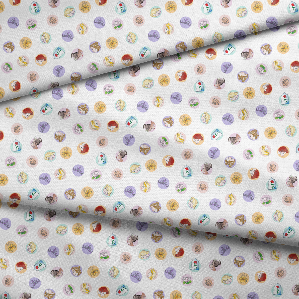 Disney Princess Icons Pattern on White