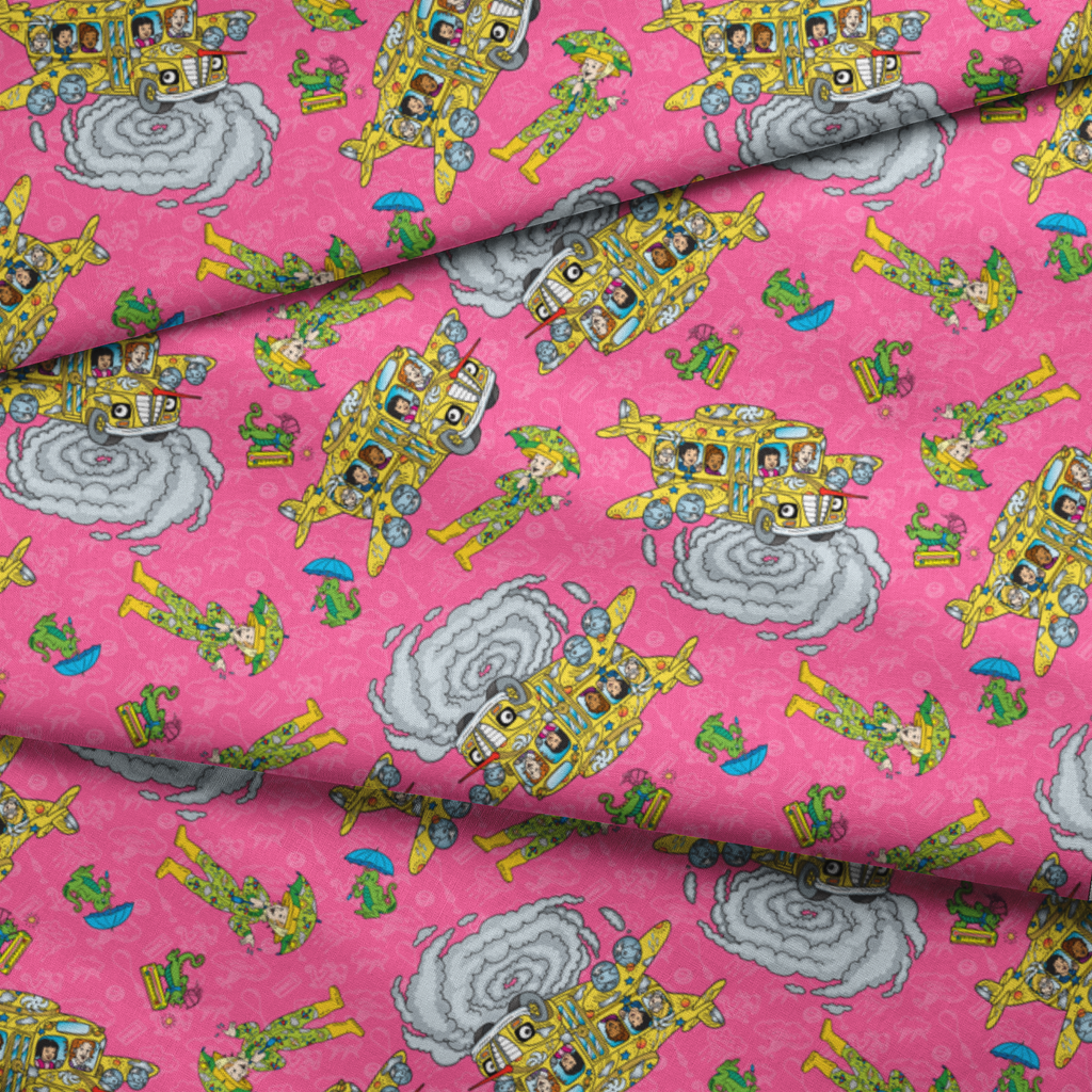 The Magic School Bus Weather Adventure on Pink | Cotton Fabric by the ...