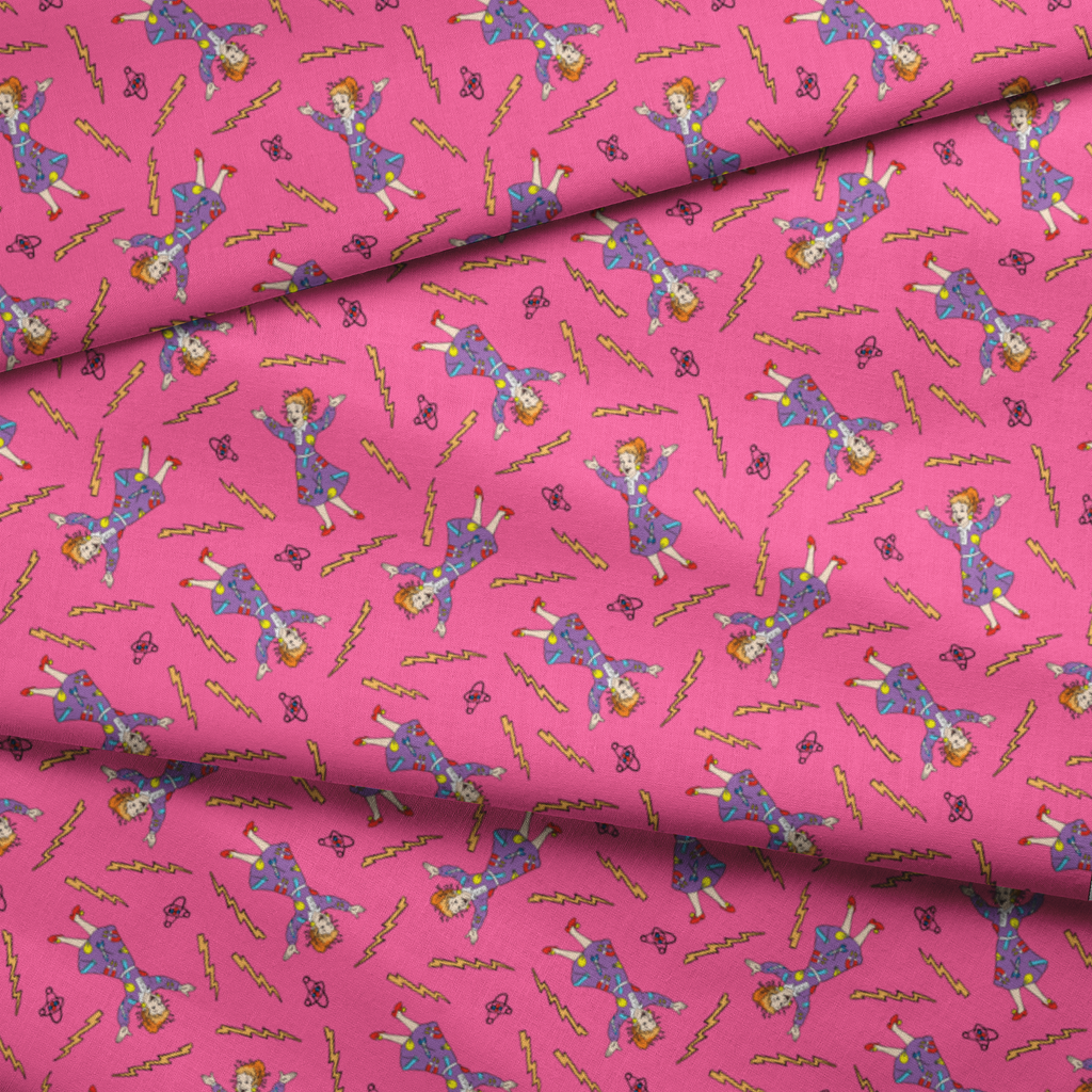 The Magic School Bus Ms. Frizzle Toss on Pink | Cotton Fabric by the ...