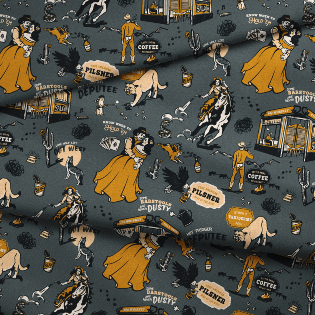 Whiskey Ginger Lone Wolf Pattern Gray | Fabric by the Yard