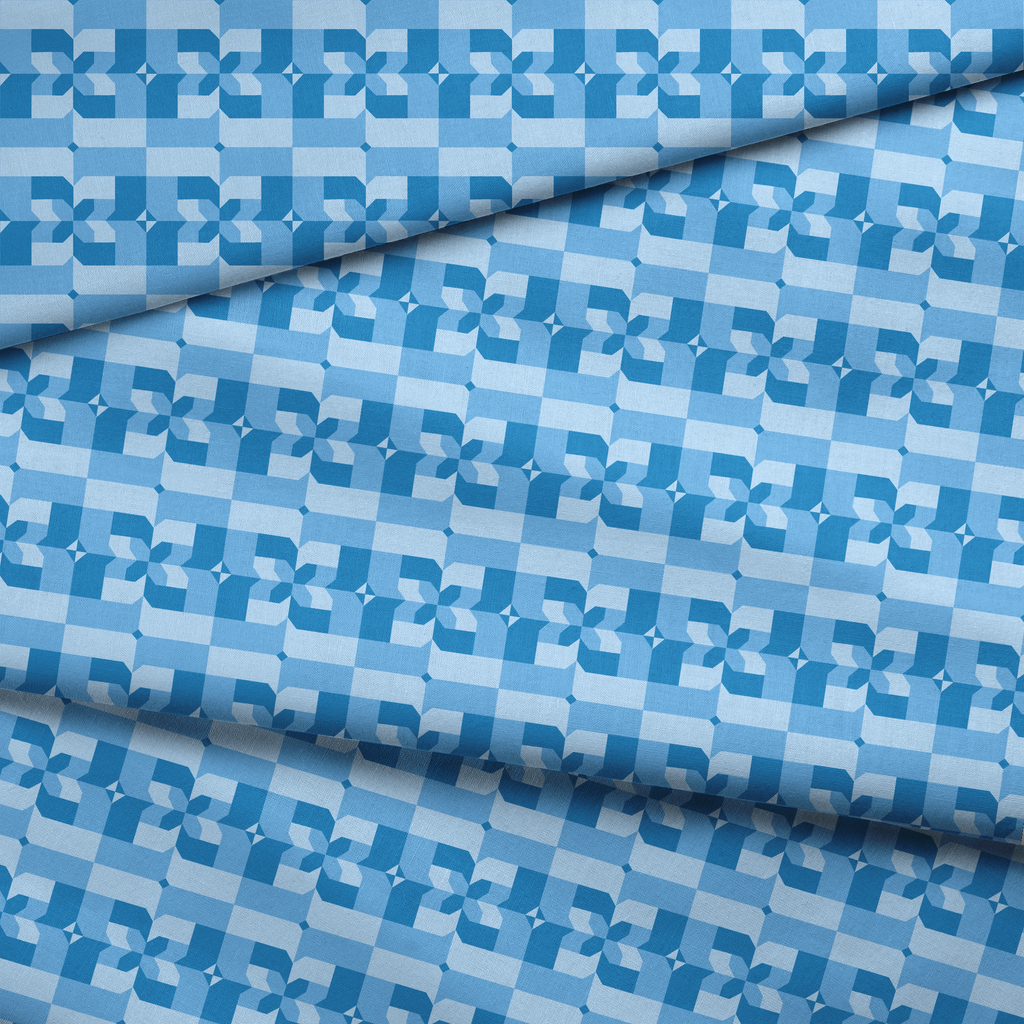 Tile Bloom on Blue | Fabric by the Yard