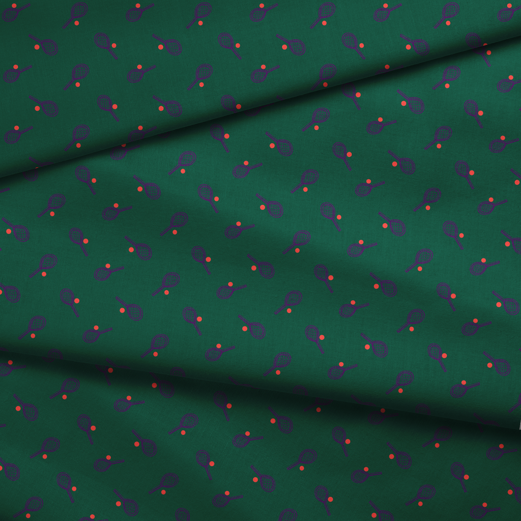 Tennis Match on Forest Green | Fabric by the Yard