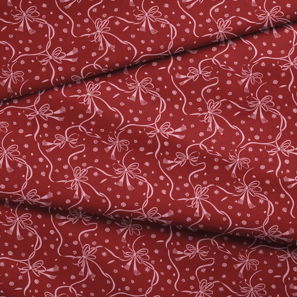 Festive Bow in Crimson | Fabric by the Yard