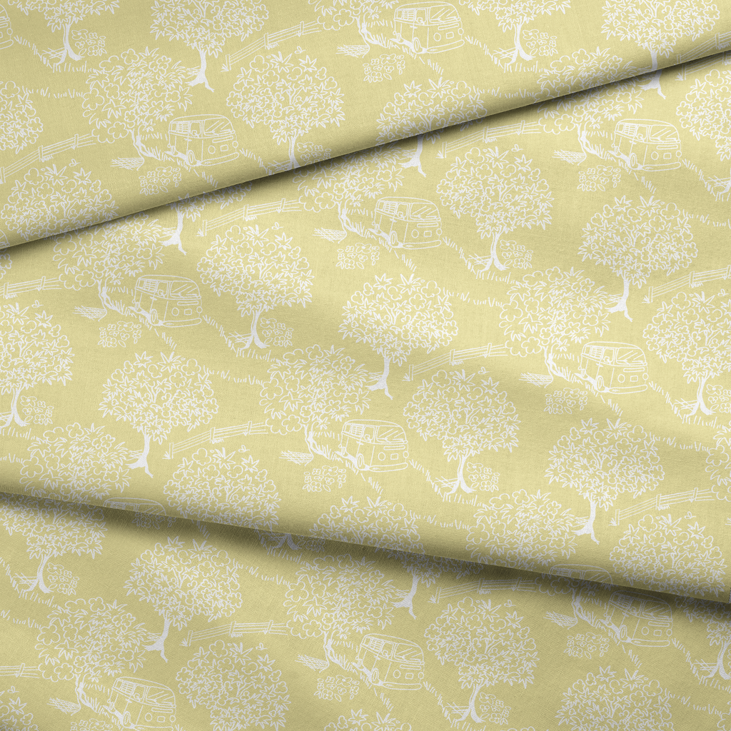 Scenic Trees on Beige | Fabric by the Yard