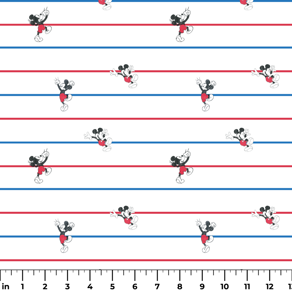 Disney Mickey Mouse Striped Red White Blue