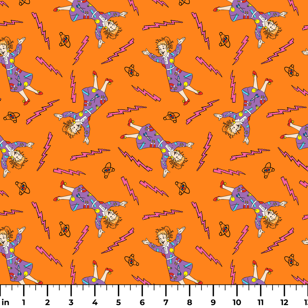 The Magic School Bus Ms. Frizzle Toss on Orange | Cotton Fabric by the ...