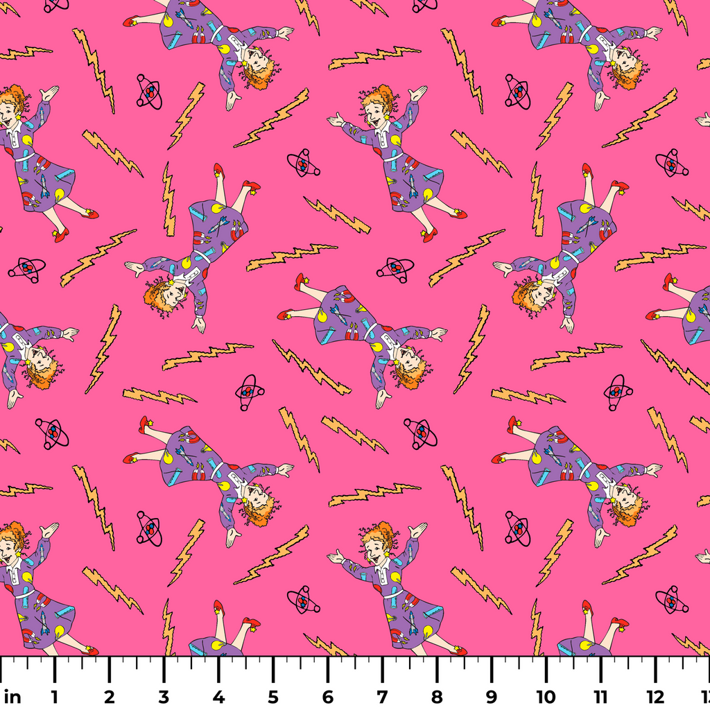 The Magic School Bus Ms. Frizzle Toss on Pink | Cotton Fabric by the ...
