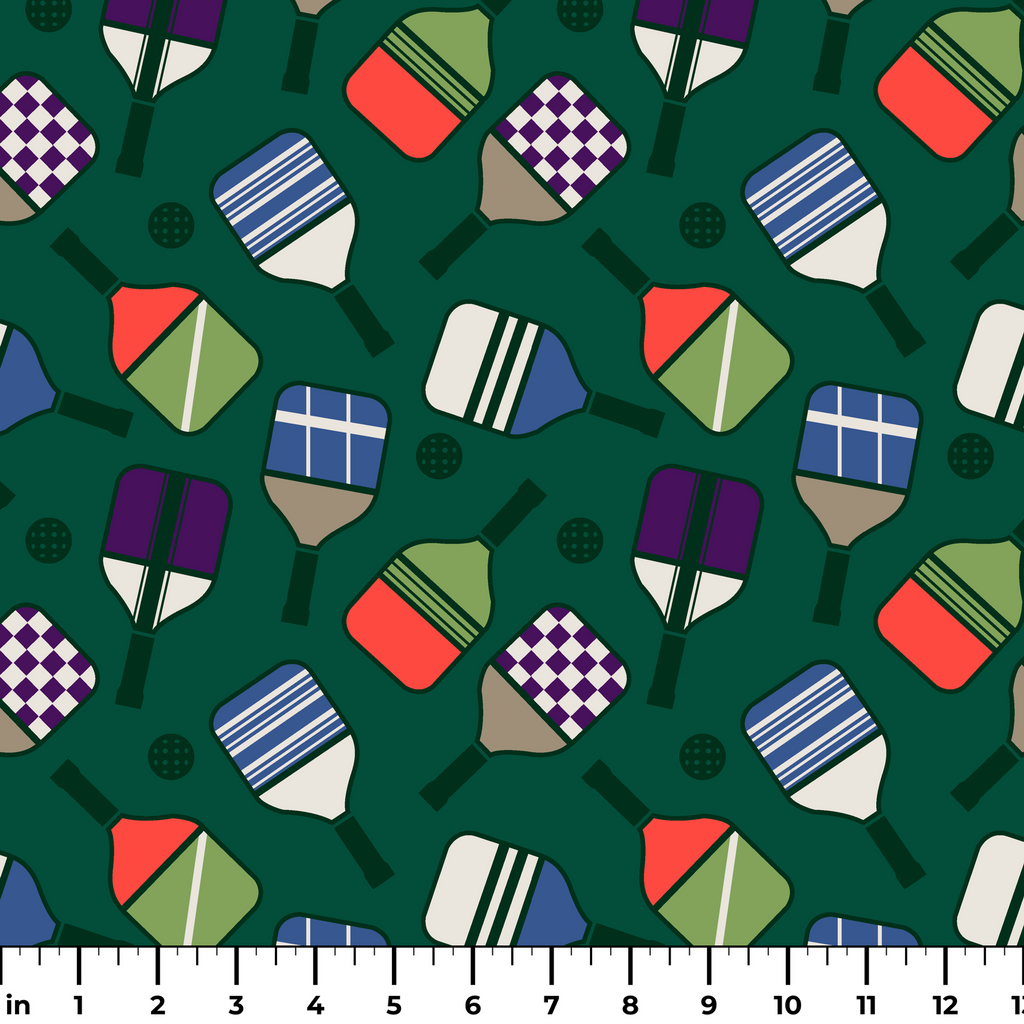Pickleball Paddle Patch on Green | Fabric by the Yard