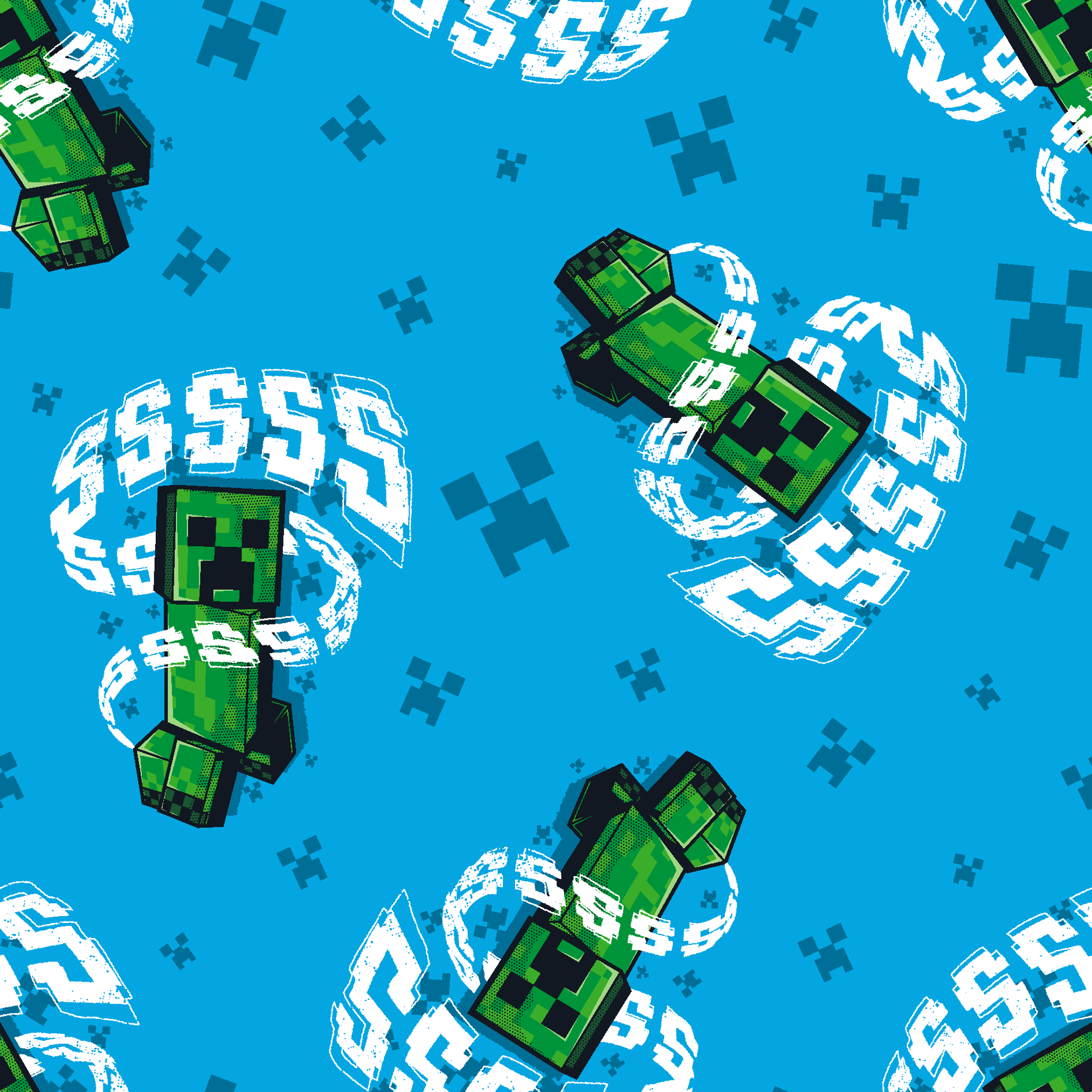 Minecraft Creepers on Blue
