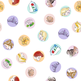 Disney Princess Icons Pattern on White