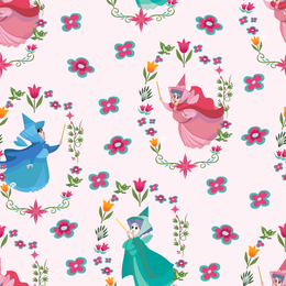 Disney Aurora Fairy Tale Garden Floral Pattern