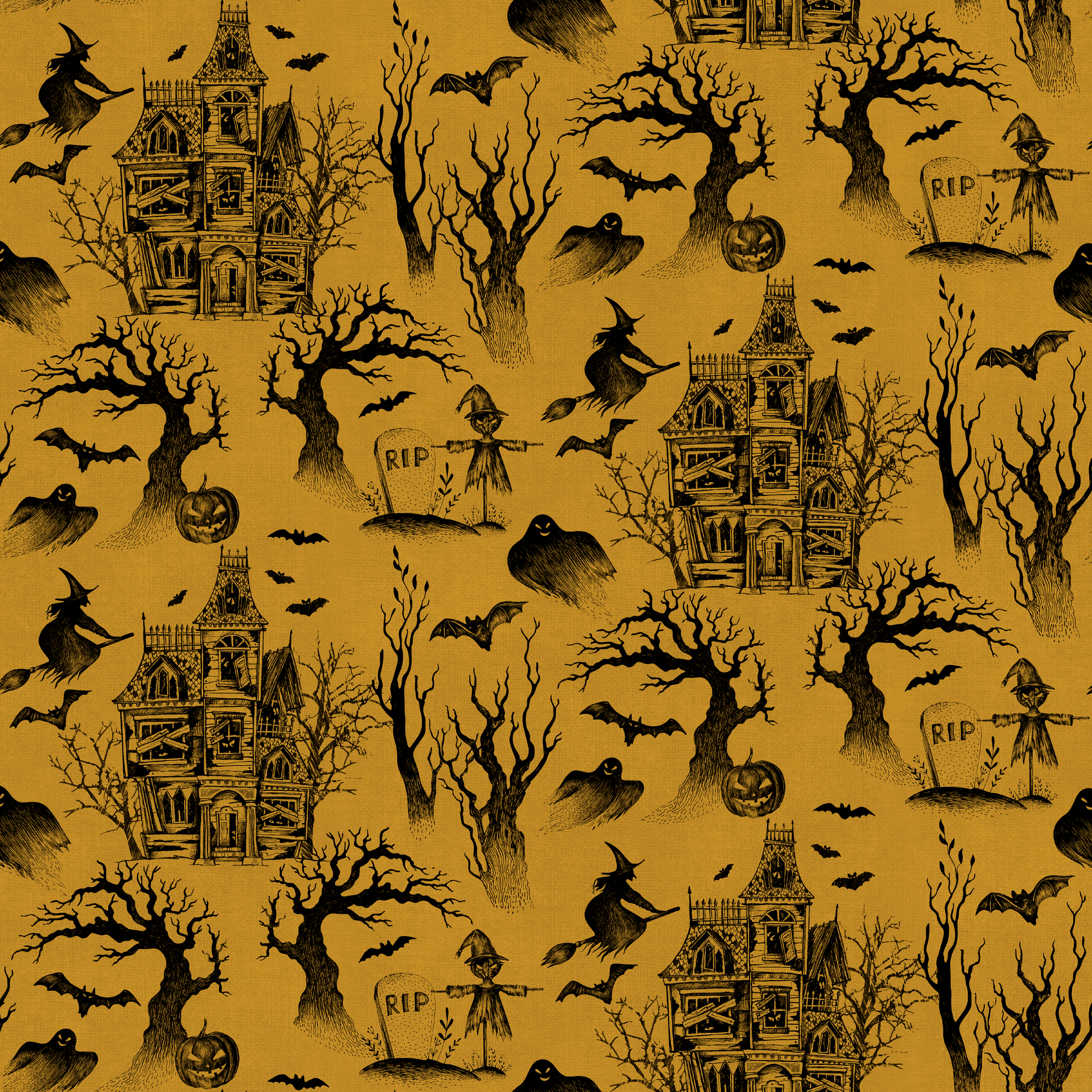 Kate Ward Thacker - Vintage Halloween Wicked Night | Fabric by the Yard