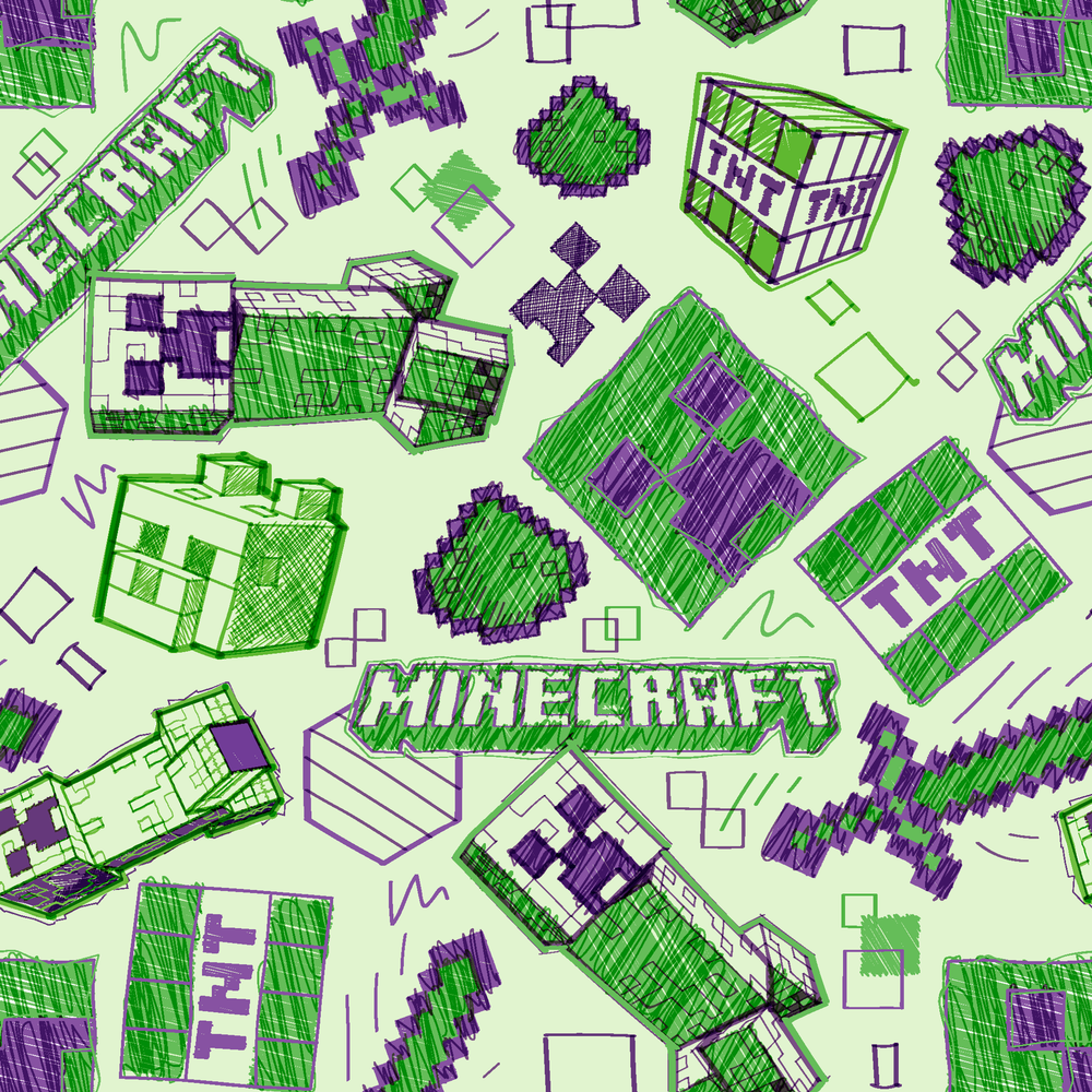Minecraft Pencil Sketch Style on Green