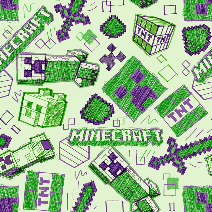 Minecraft Pencil Sketch Style on Green