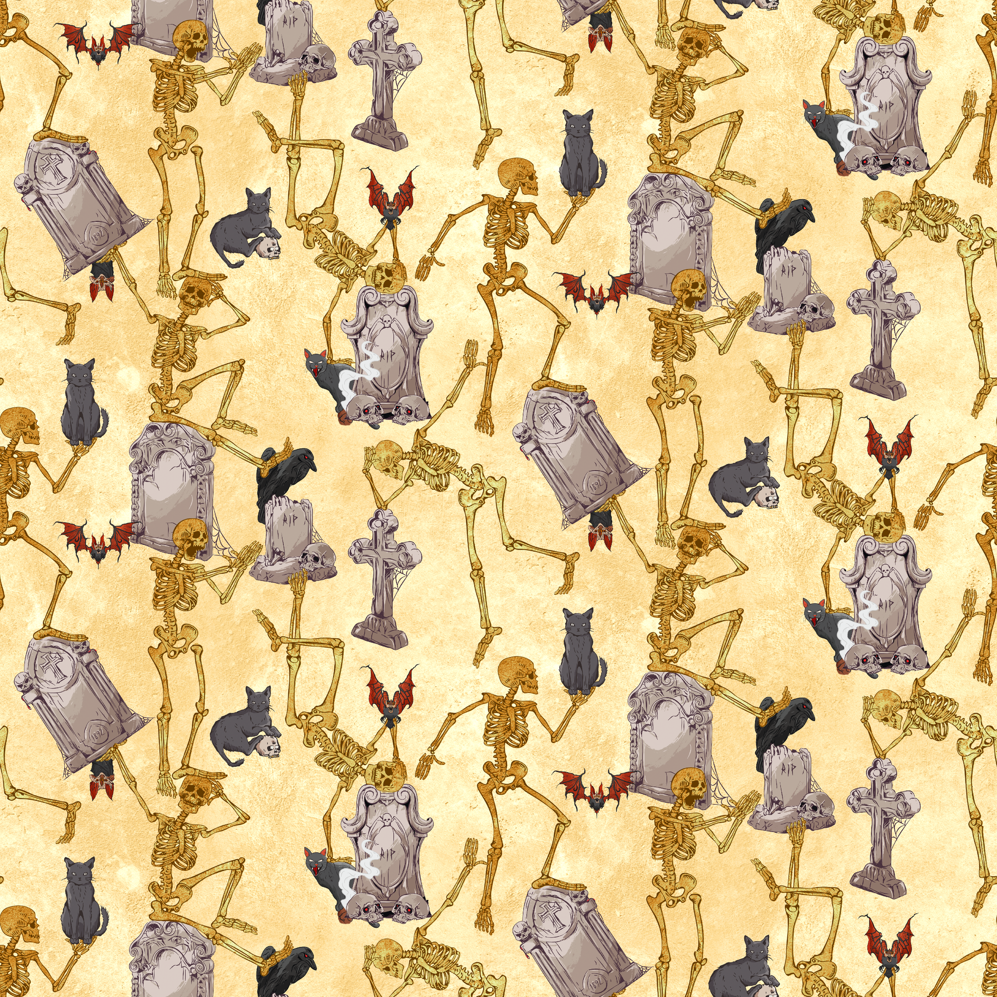 Kate Ward Thacker - Grave Dancing - Cream | Fabric by the Yard