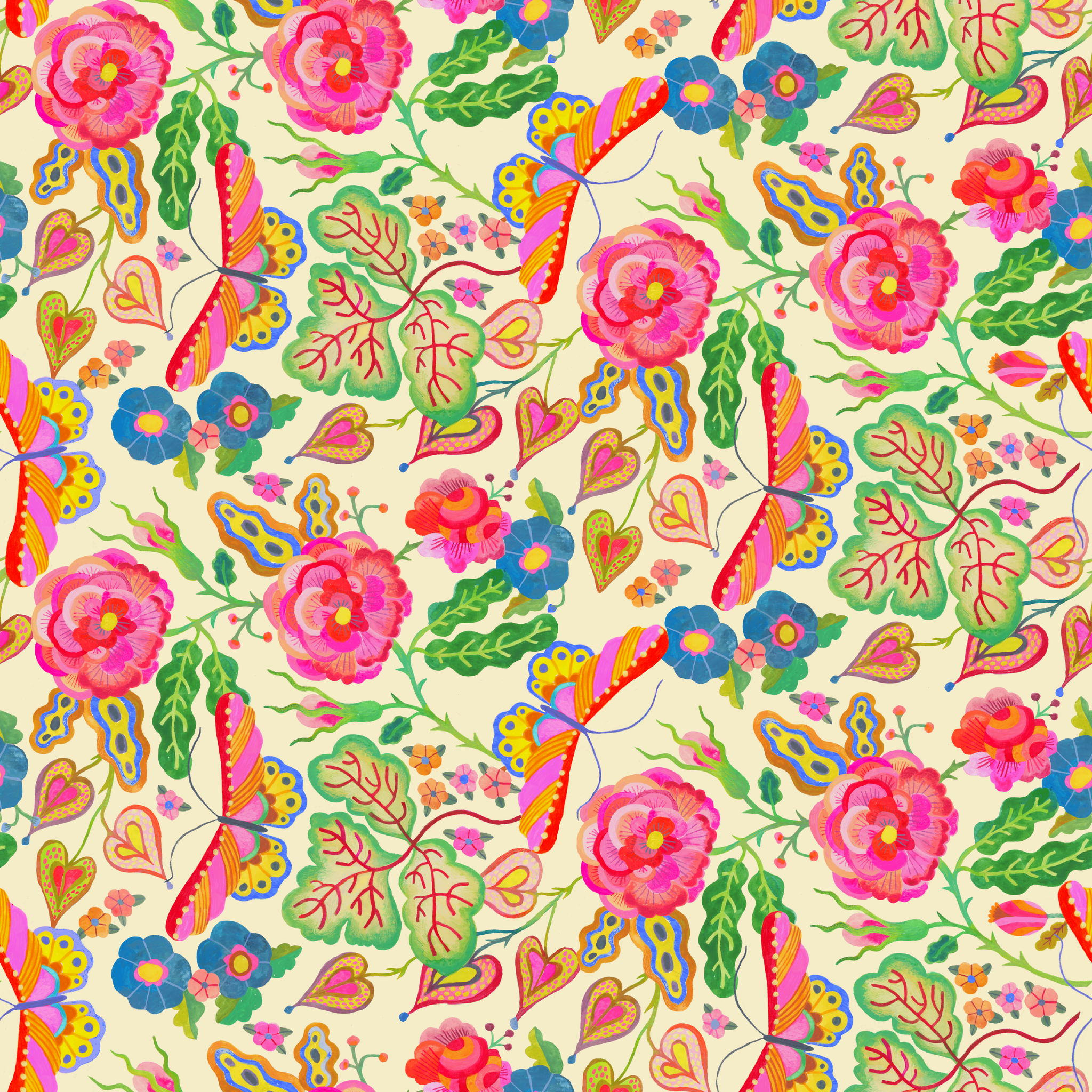 Shannon Snow Floral Folk Art | Fabric by the Yard