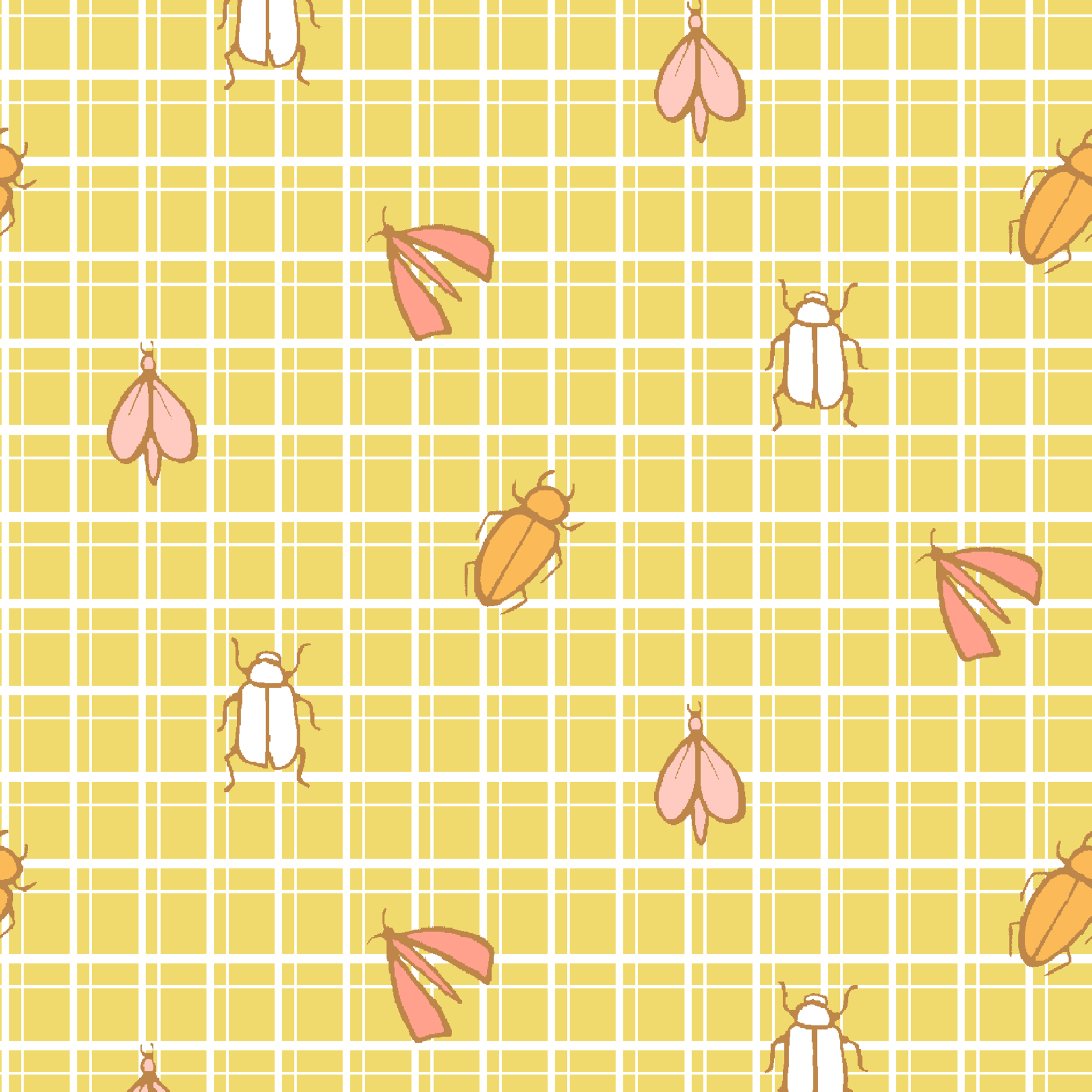 Grid Critters in Yellow | Fabric by the Yard