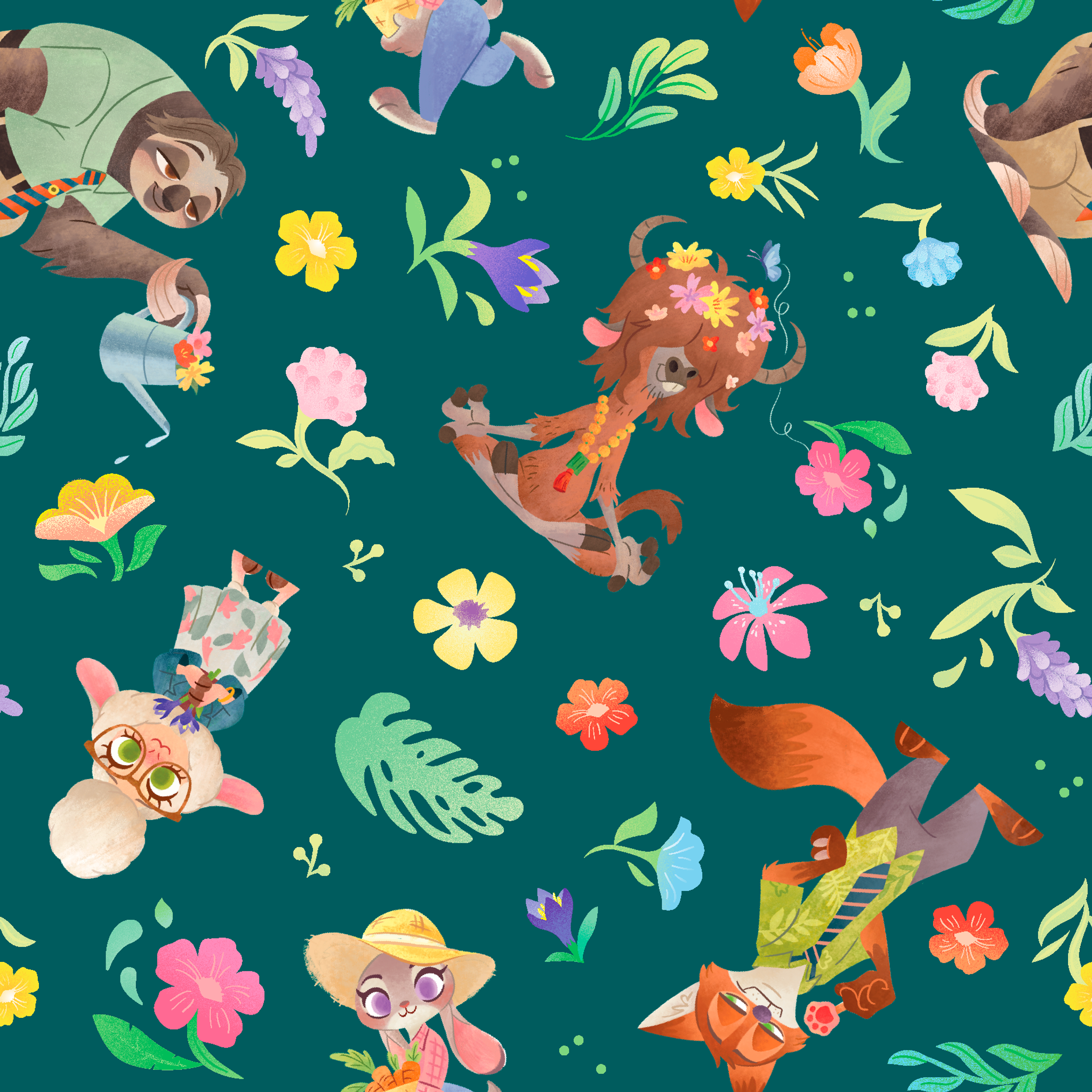 Disney Zootopia Flower Character Toss on Green