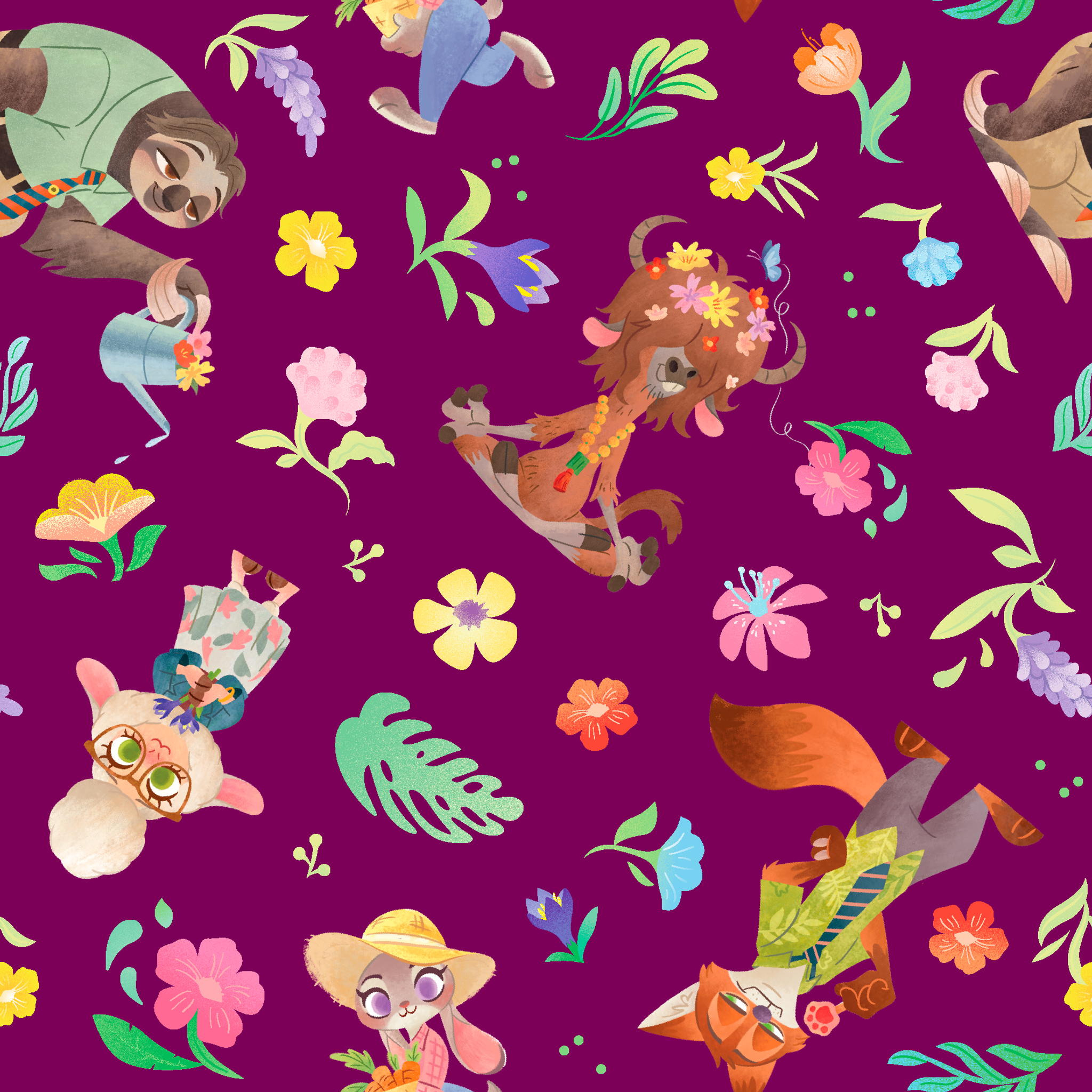 Disney Zootopia Flower Character Toss on Purple