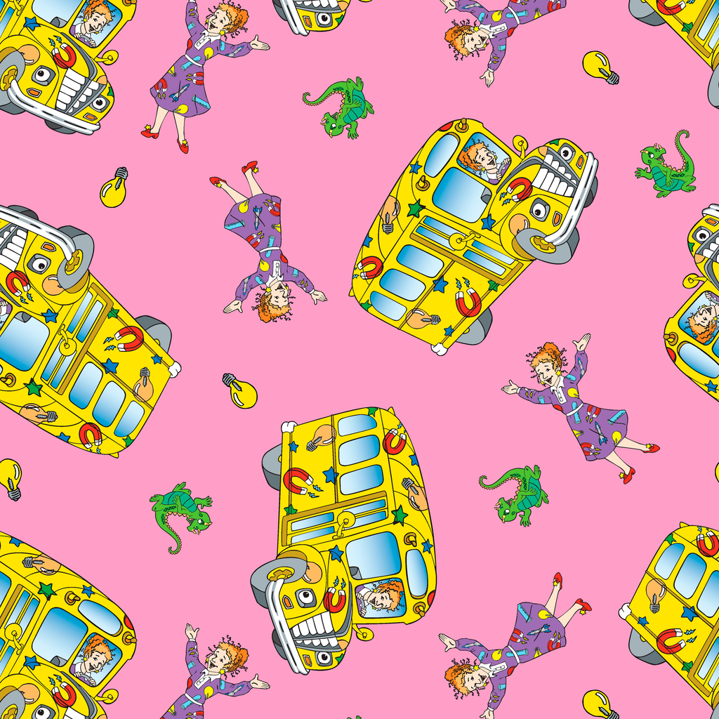 The Magic School Bus Ms. Frizzle Adventures on Pink | Cotton Fabric by ...