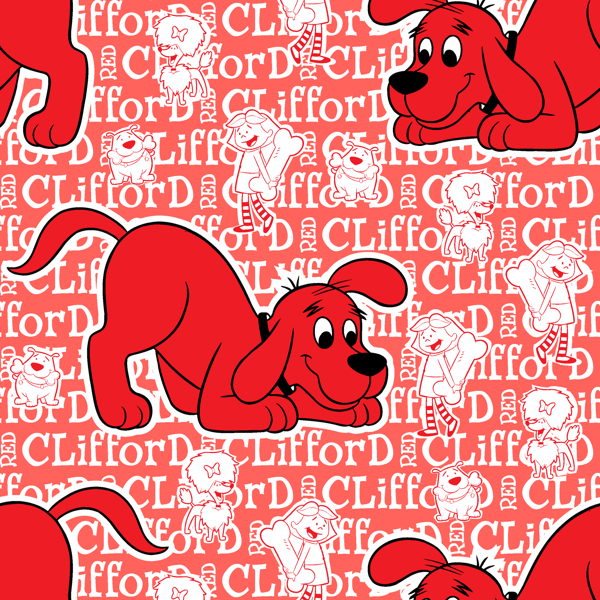 Clifford and Emily on Blush | Cotton Fabric by the Yard | Printed in ...