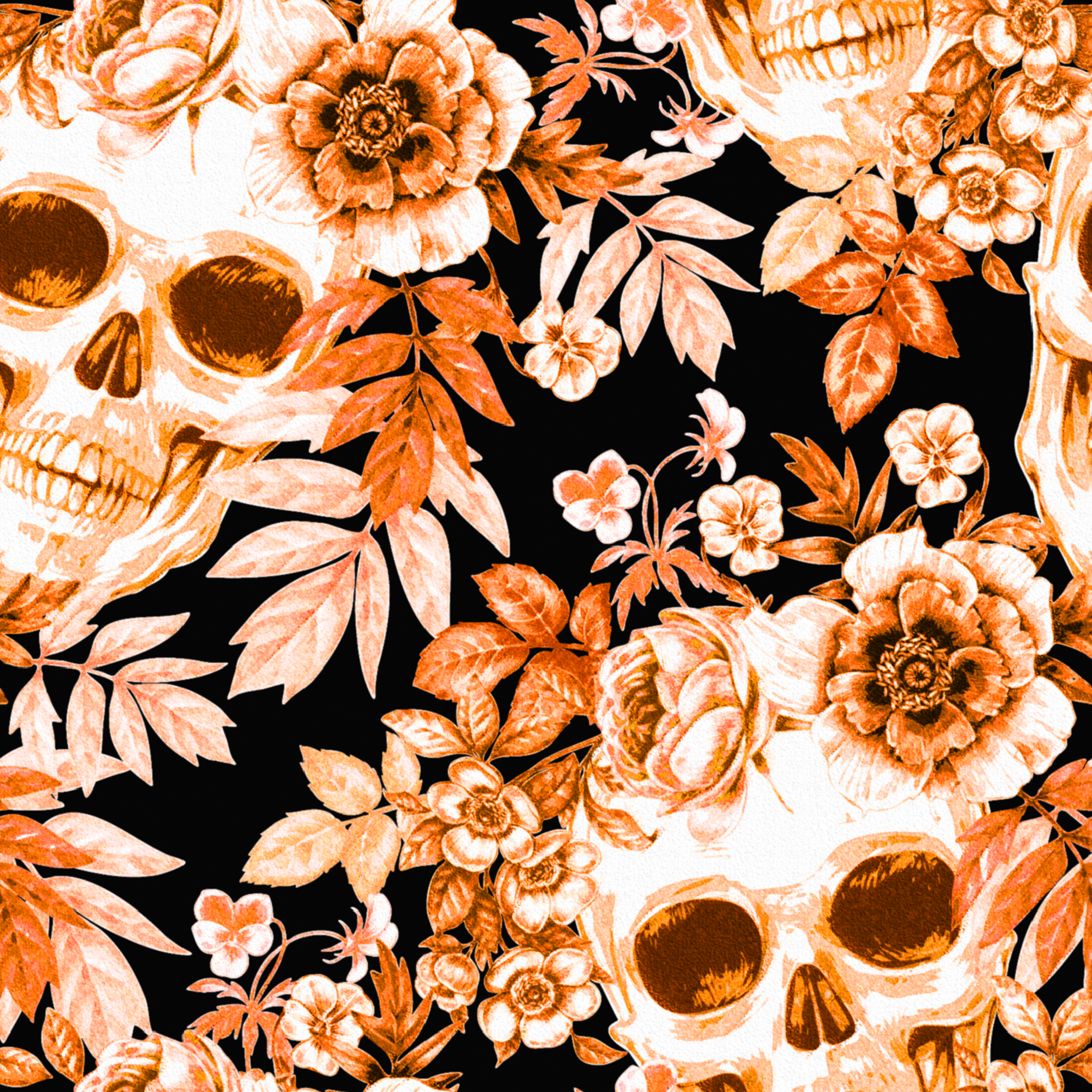 Kate Ward Thacker - Blooming Bones - Copper Skull Floral | Fabric by ...