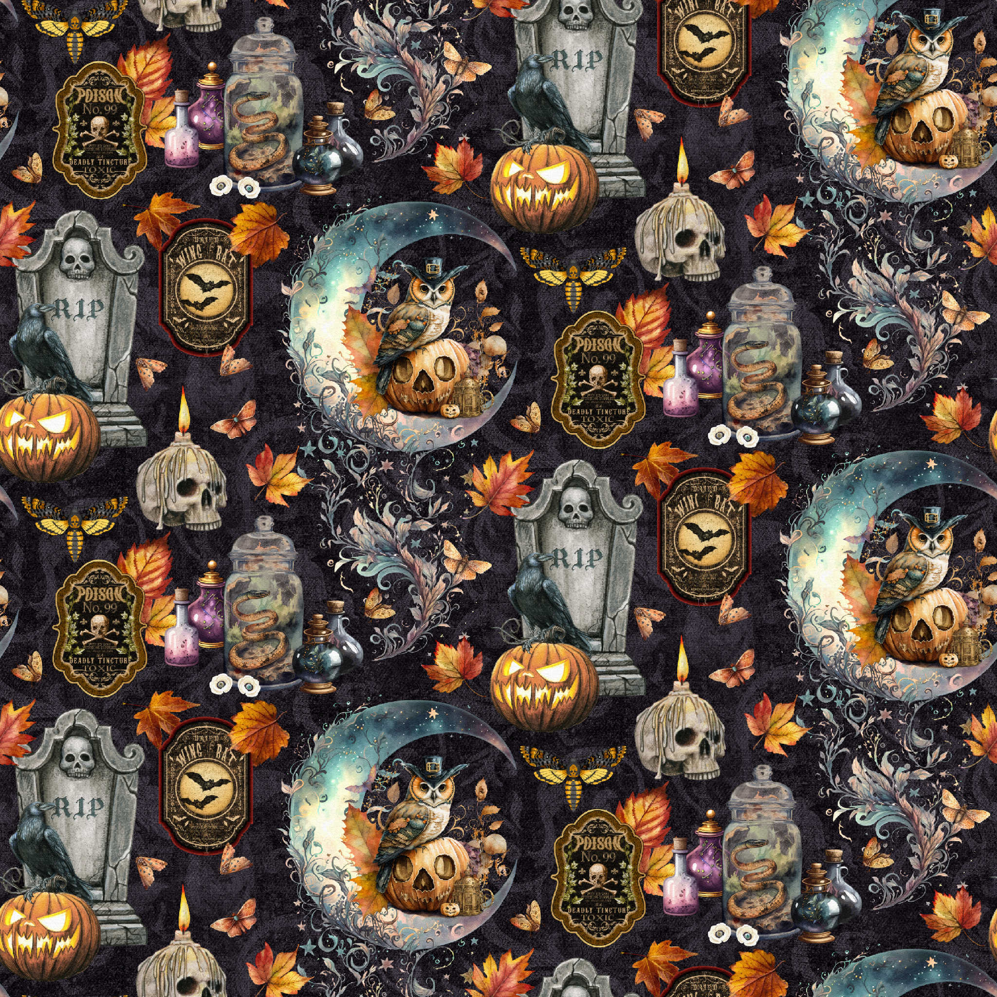 Kate Ward Thacker - Midnight Apothecary - Gothic Halloween | Fabric by ...