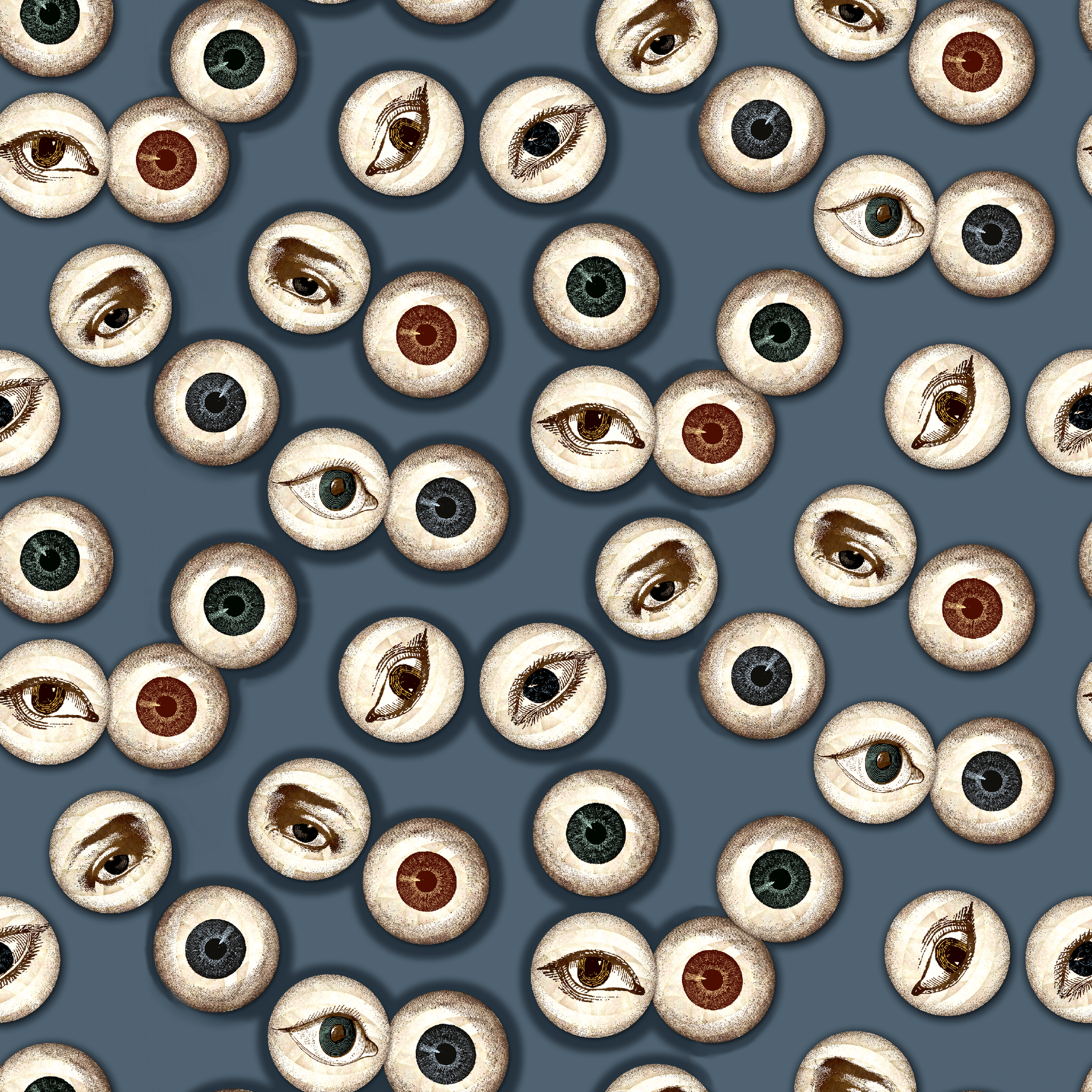 Kate Ward Thacker - Watchful Gaze - Vintage Eyeball | Fabric by the Yard