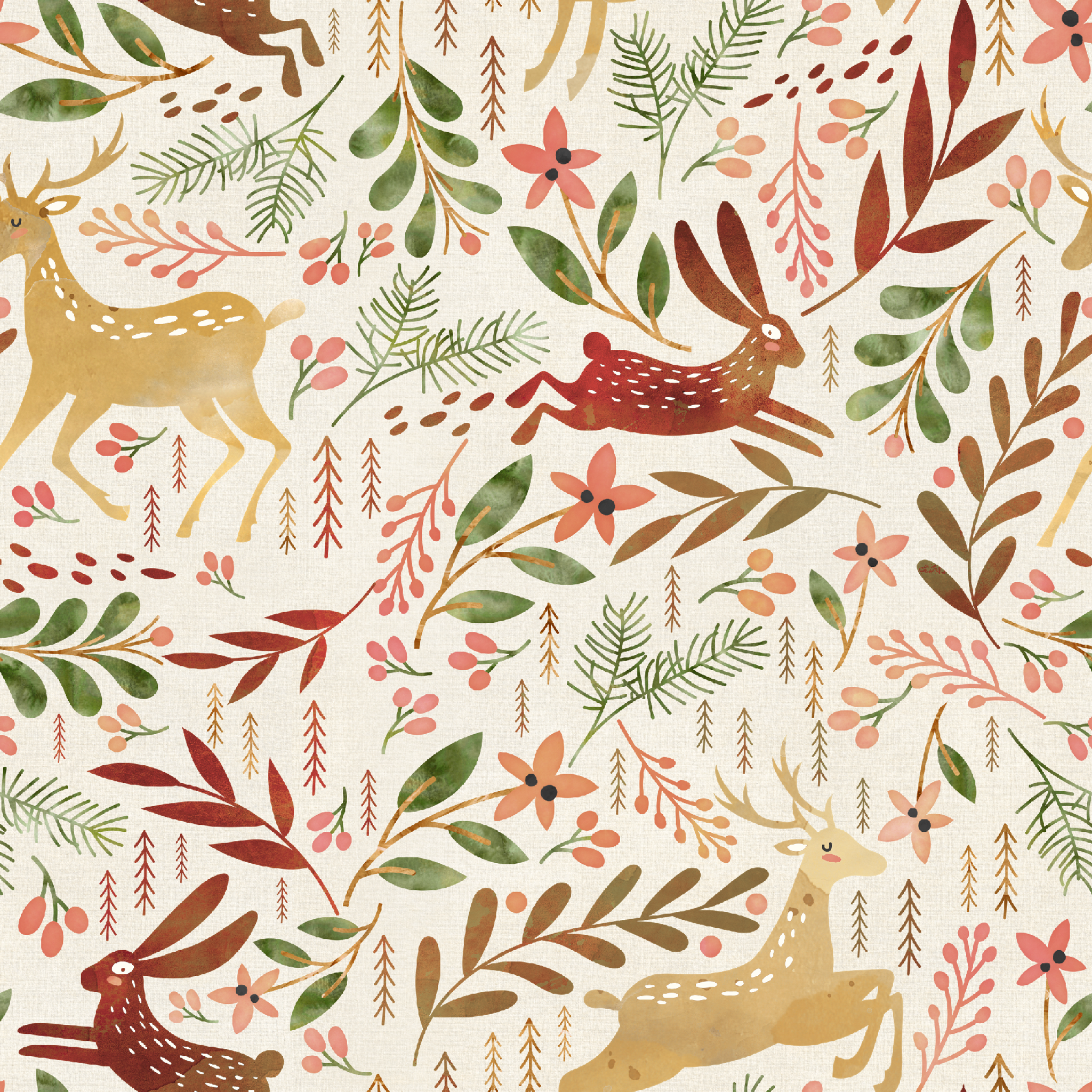 Kate Ward Thacker - Woodland Frolic - Forest Creatures | Fabric by the Yard
