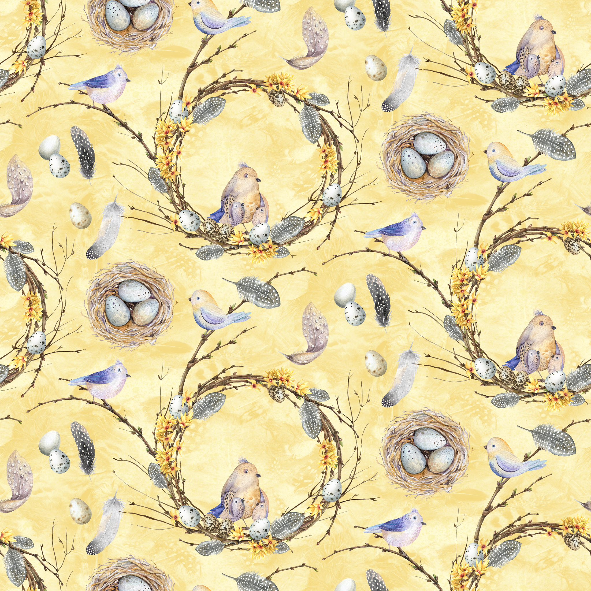 Kate Ward Thacker - Spring Sanctuary - Golden Birdsong | Fabric by the Yard