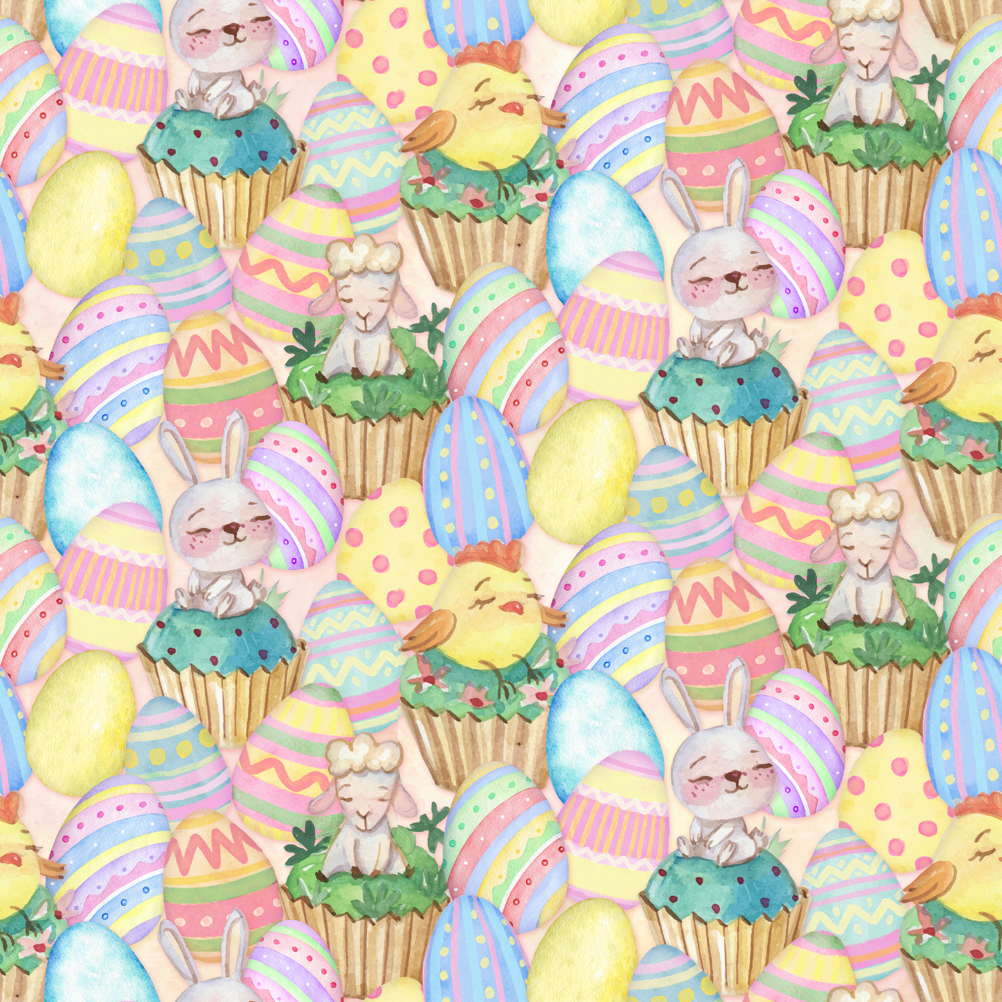 Kate Ward Thacker - Easter Cupcakes - Pastel Animal | Fabric by the Yard