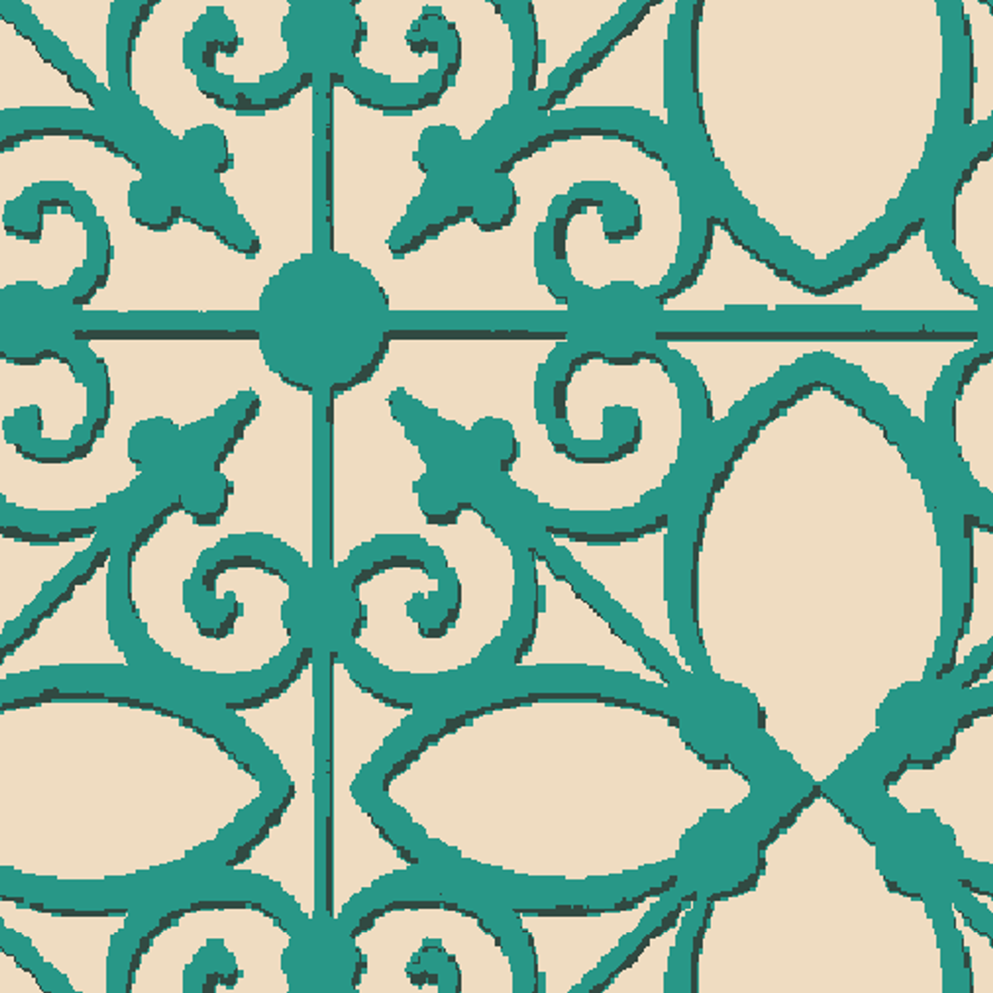 Kate Ward Thacker - Coastal Medallion - Teal Ironwork | Fabric by the Yard