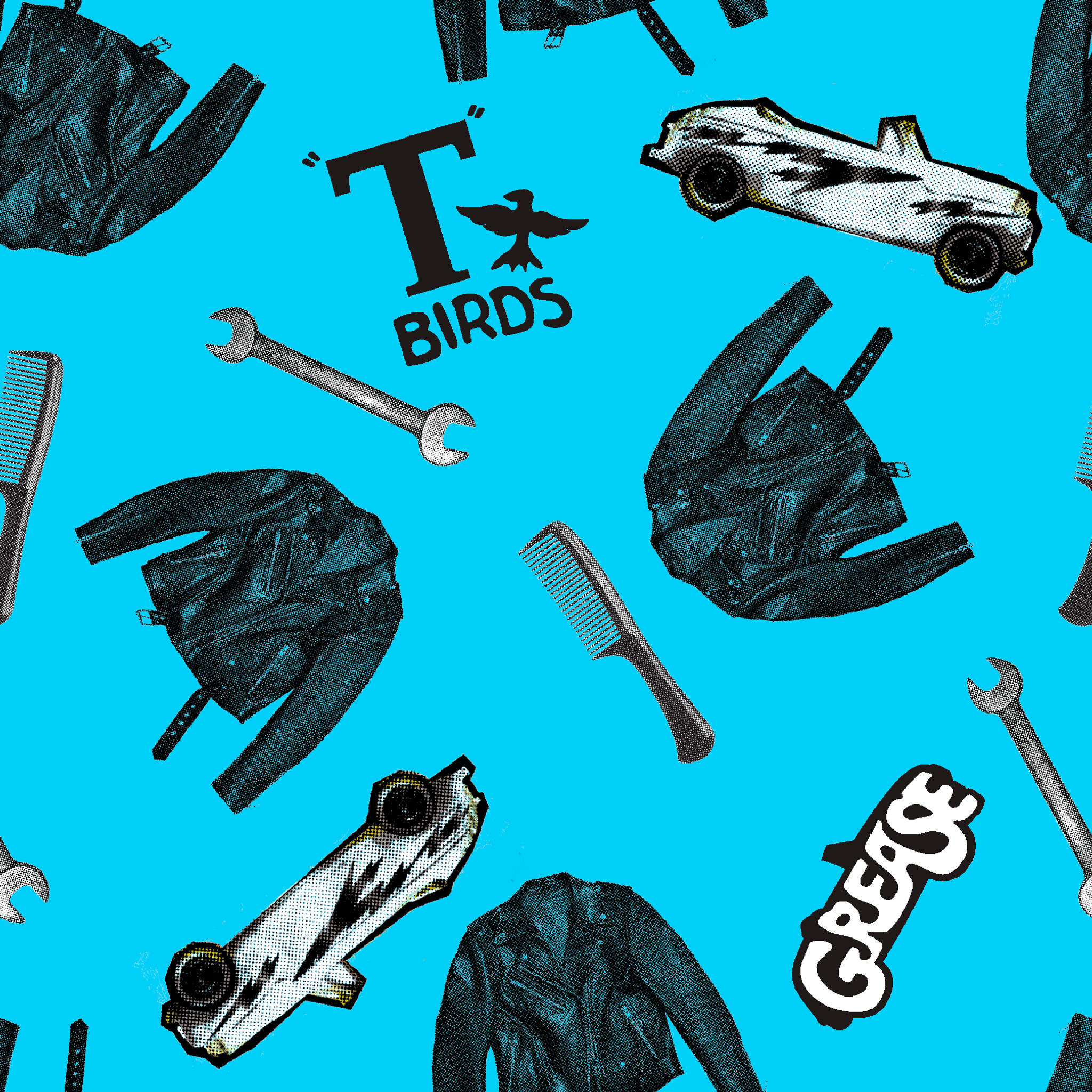 Paramount Grease - T-Bird Rally - Nostalgic Movie | Fabric by the Yard