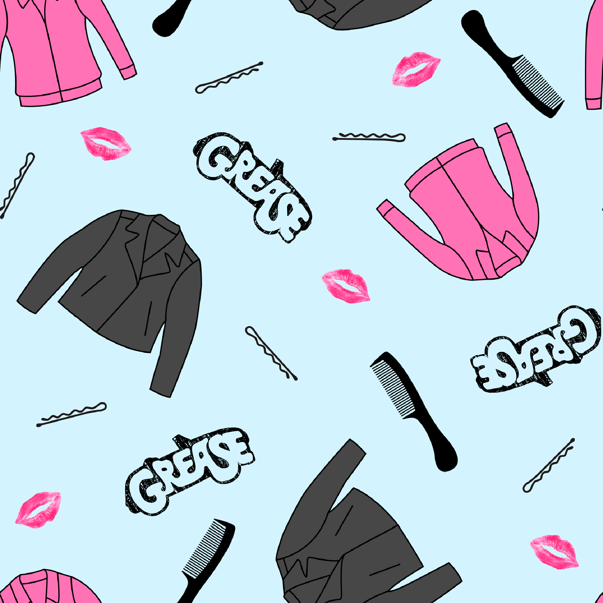 Paramount Grease - Pink Premiere - Movie Inspired Motif | Fabric by the ...