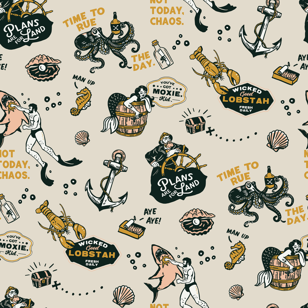 Whiskey Ginger Vintage Nautical Yellow | Peel & Stick Wallpaper