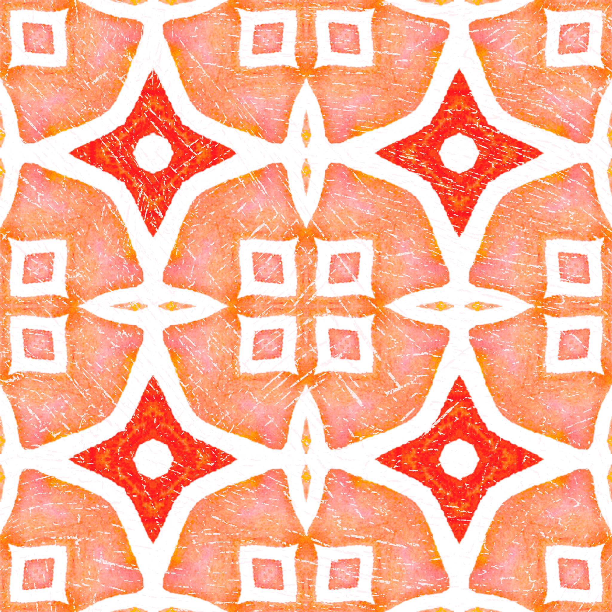 Holly Thomas Vintage Batik Coral Diamond | Fabric by the Yard