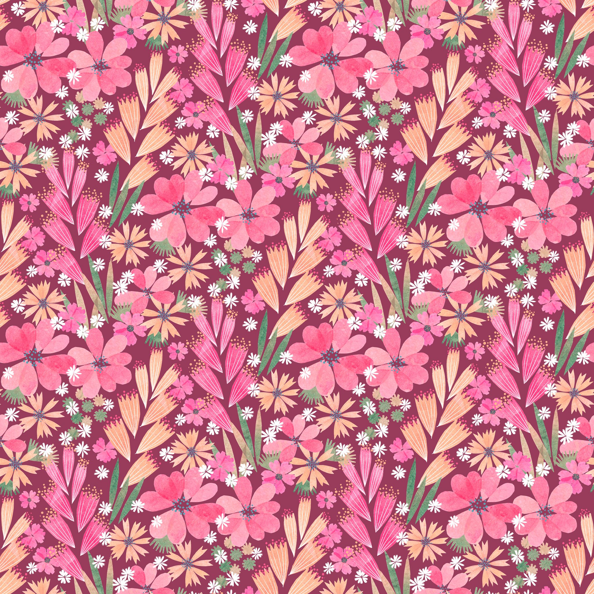 Holly Thomas Little Blooms on Pink | Fabric by the Yard