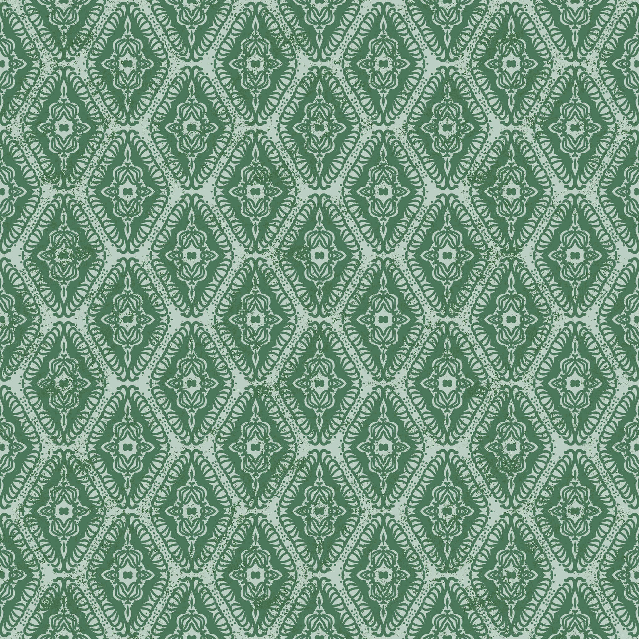 Holly Thomas Cottage Diamond on Green | Fabric by the Yard