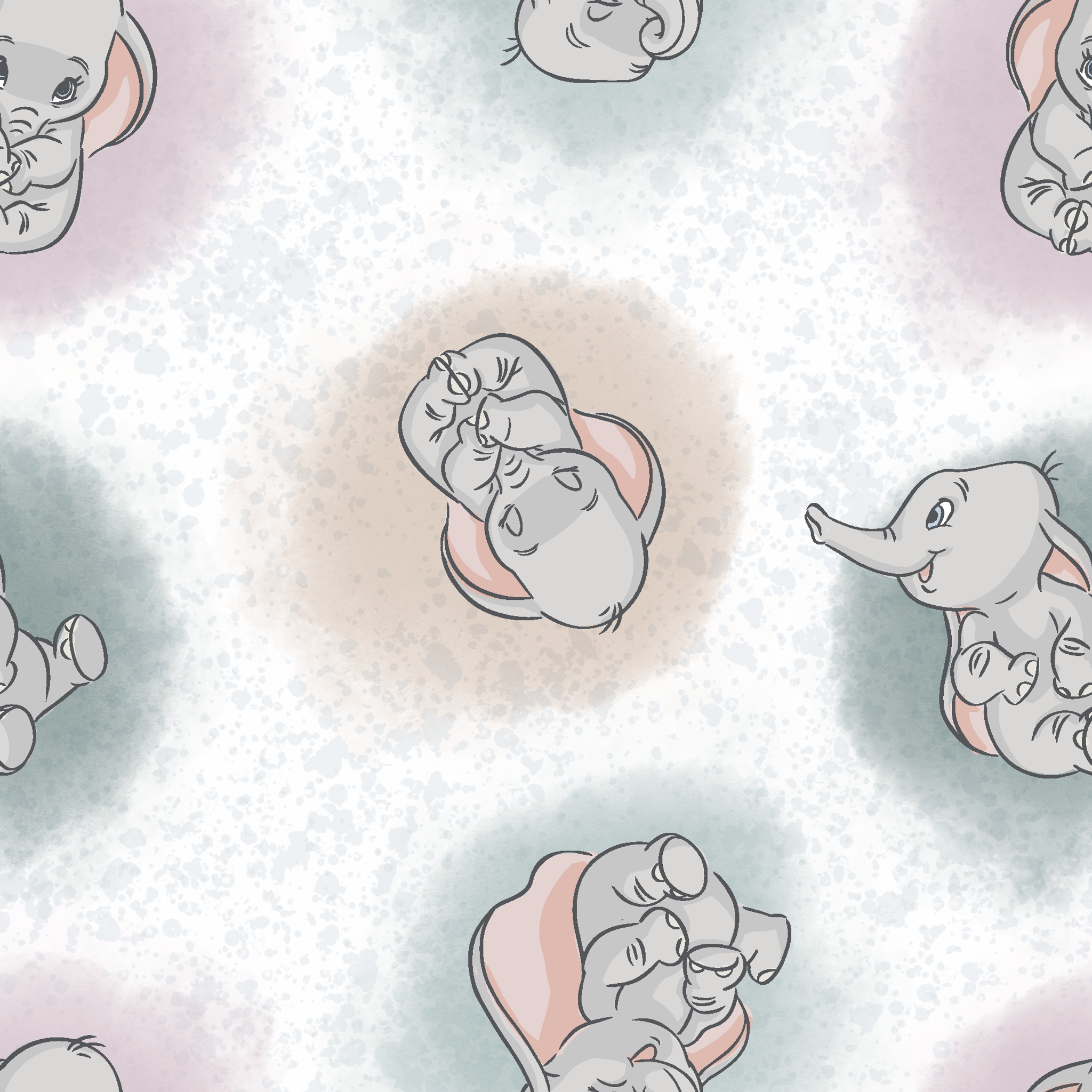 Disney Dumbo Badges in Soft Pastels | Fabric by the Yard