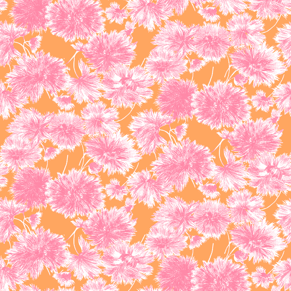 Sprout Parade on Orange & Pink | Fabric by the Yard