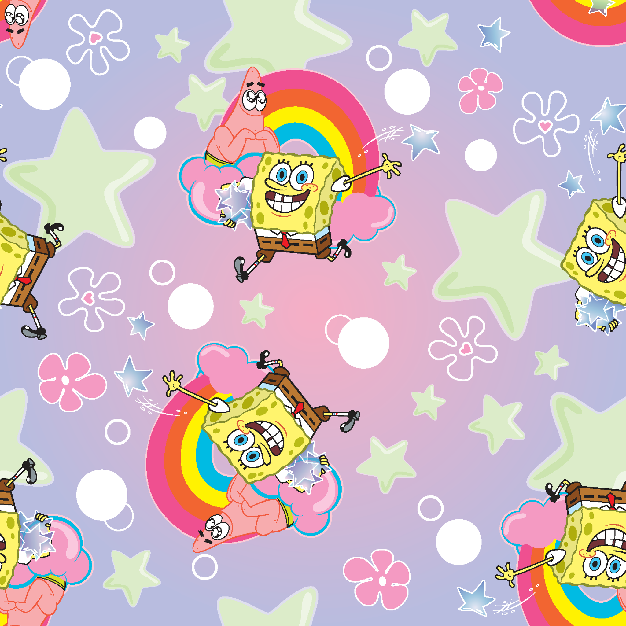 Nickelodeon SpongeBob Pastel Stars and Rainbows | Fabric by the Yard