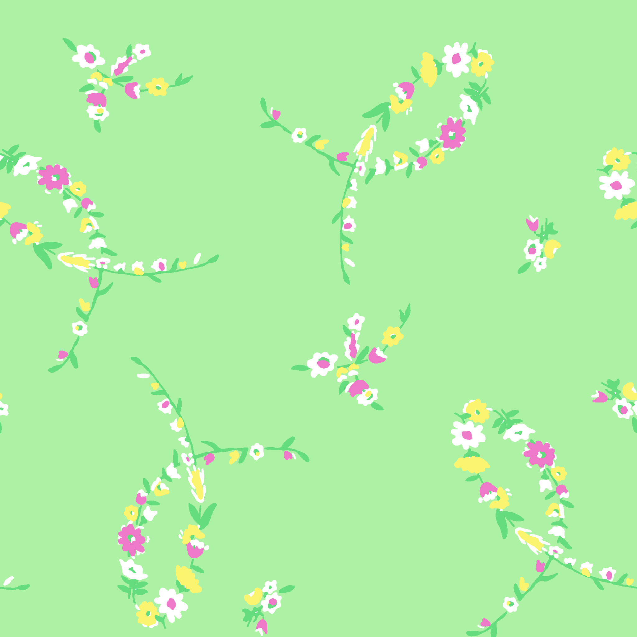 Floral Loops on Green | Fabric by the Yard