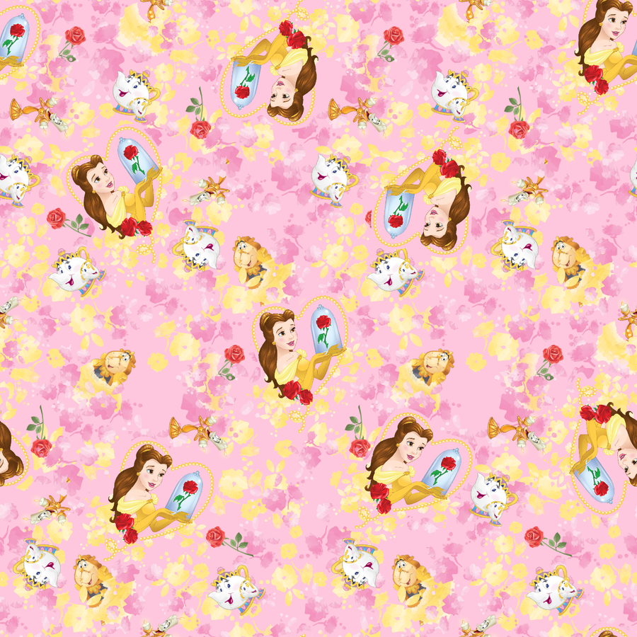 Disney Princess Belle Floral Scatter | Fabric by the Yard